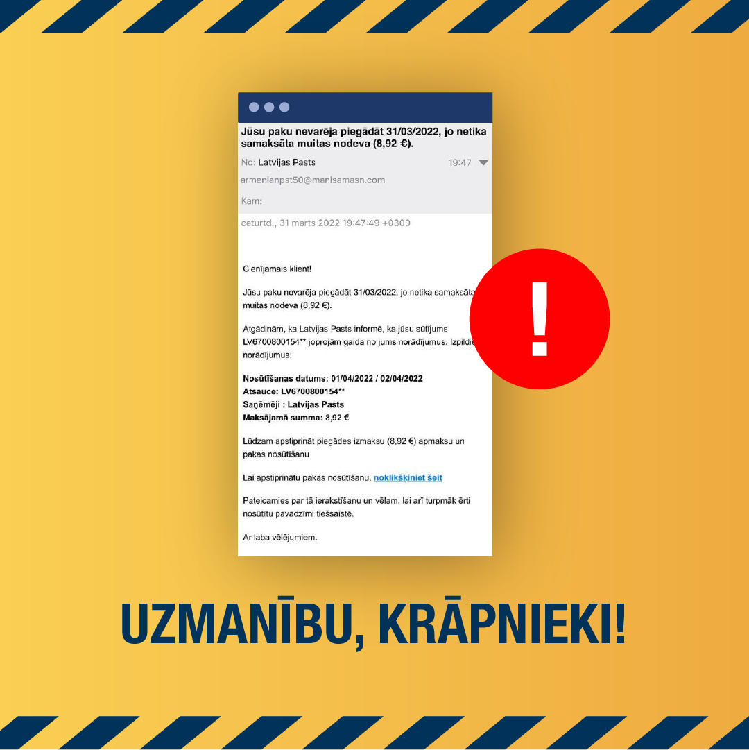 Krāpnieki uzdarbojas “Latvijas Pasta” vārdā - Staburags.lv